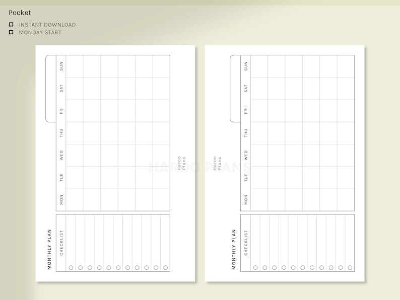 Monthly Planner Pocket Size Printable Inserts MO1P - Etsy