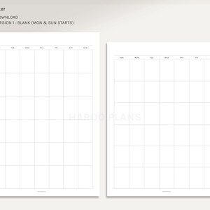 Undated Monthly Calendar | A4, US Letter Printable Planner Inserts ...