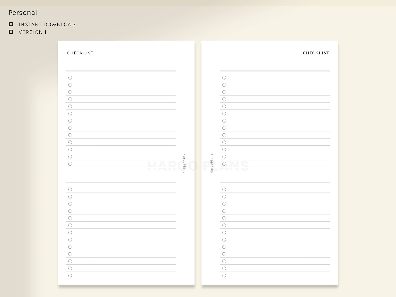 Checklist Sheet Personal Size Printable Planner Inserts - Etsy