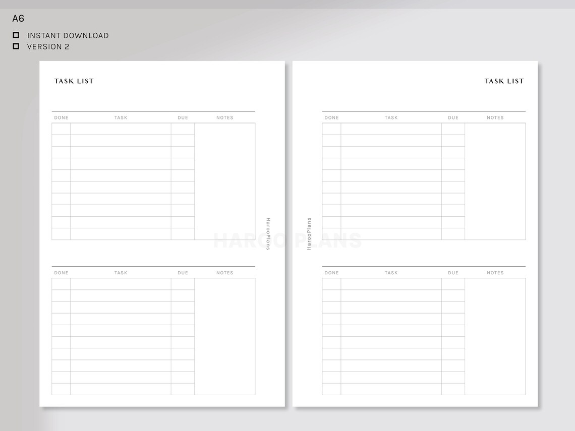 Task List A6 Printable Planner Inserts to Do List Template | Etsy
