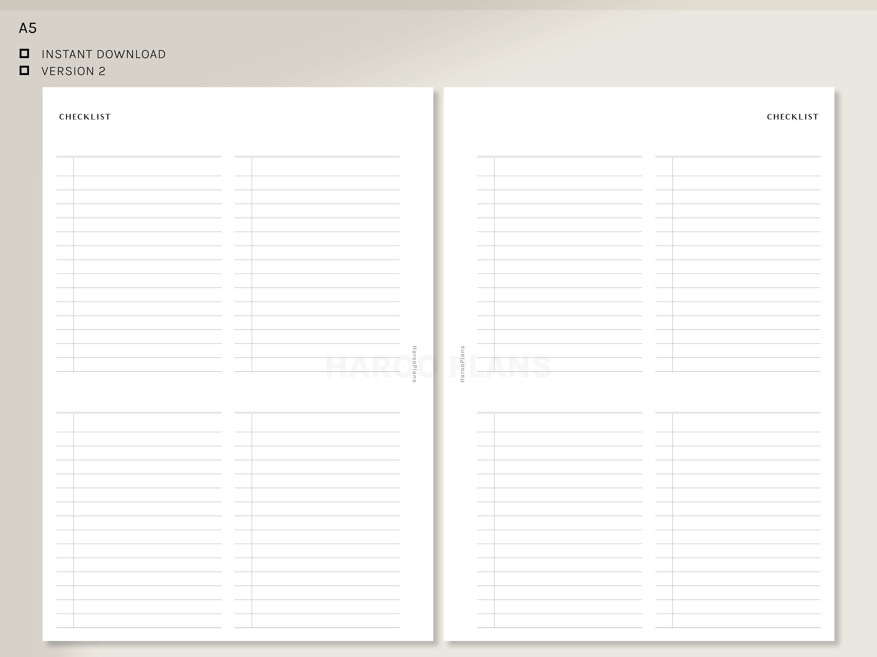 Checklist Sheet | A5 Printable Planner Inserts | Get It Done List ...