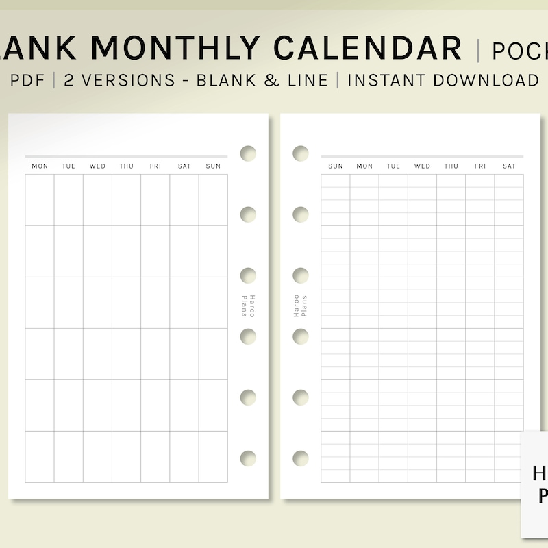 Monthly Calendars With Pockets - Etsy