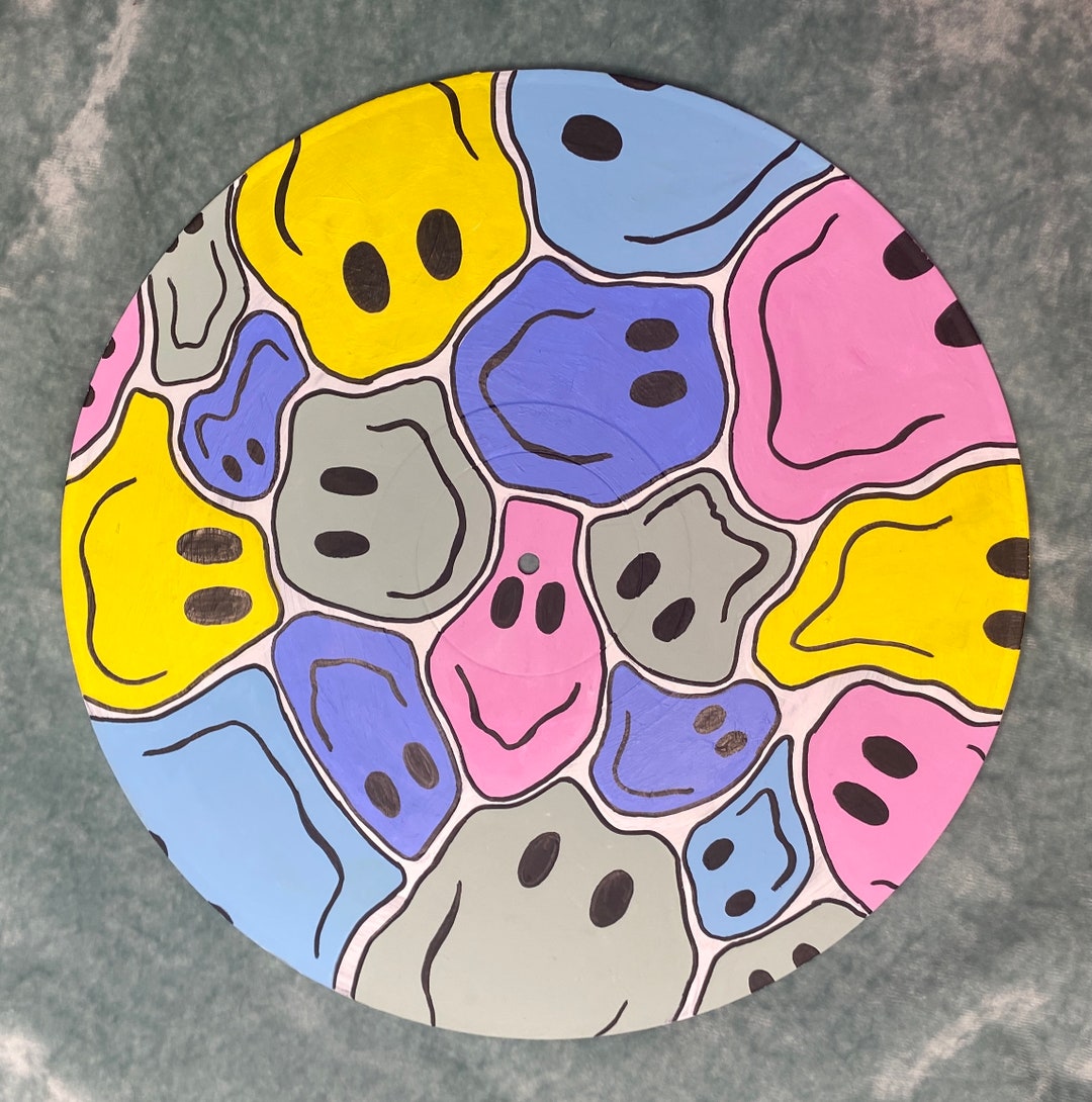 Hand Painted Acrylic Smiley 12 Inch Vinyl Record Wall Decor - Etsy