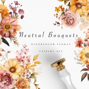 Autumn Floral Bouquet Clipart Bundle - Watercolor Flower - Wedding ...