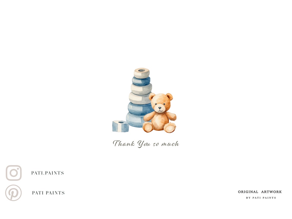 Watercolor Baby Boy Clipart It's a Boy Clipart Set for Baby Shower ...