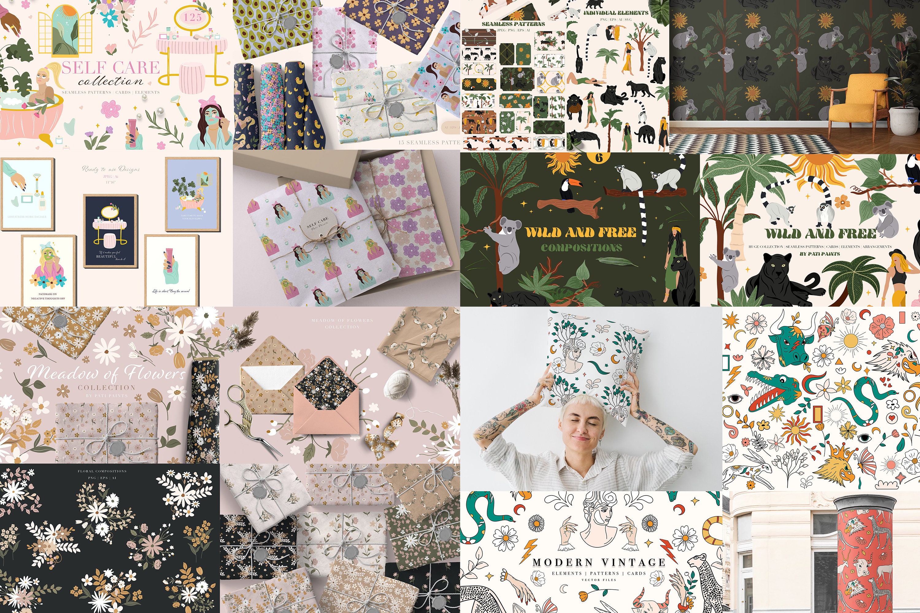 Grand Bundle Digital Clipart and Pattern Graphic Bundle Vector File ...