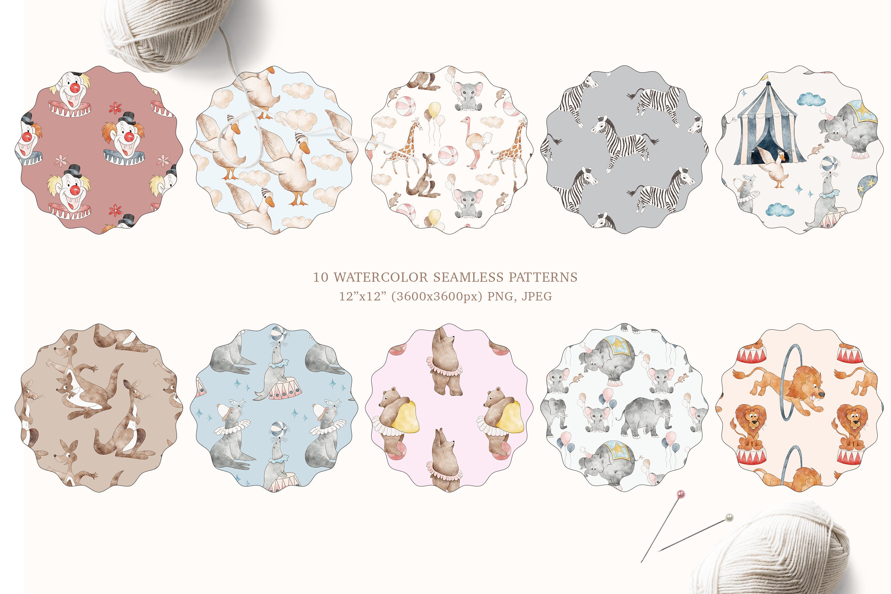 Watercolor Circus Clipart Carnival Clipart Nursery Room - Etsy