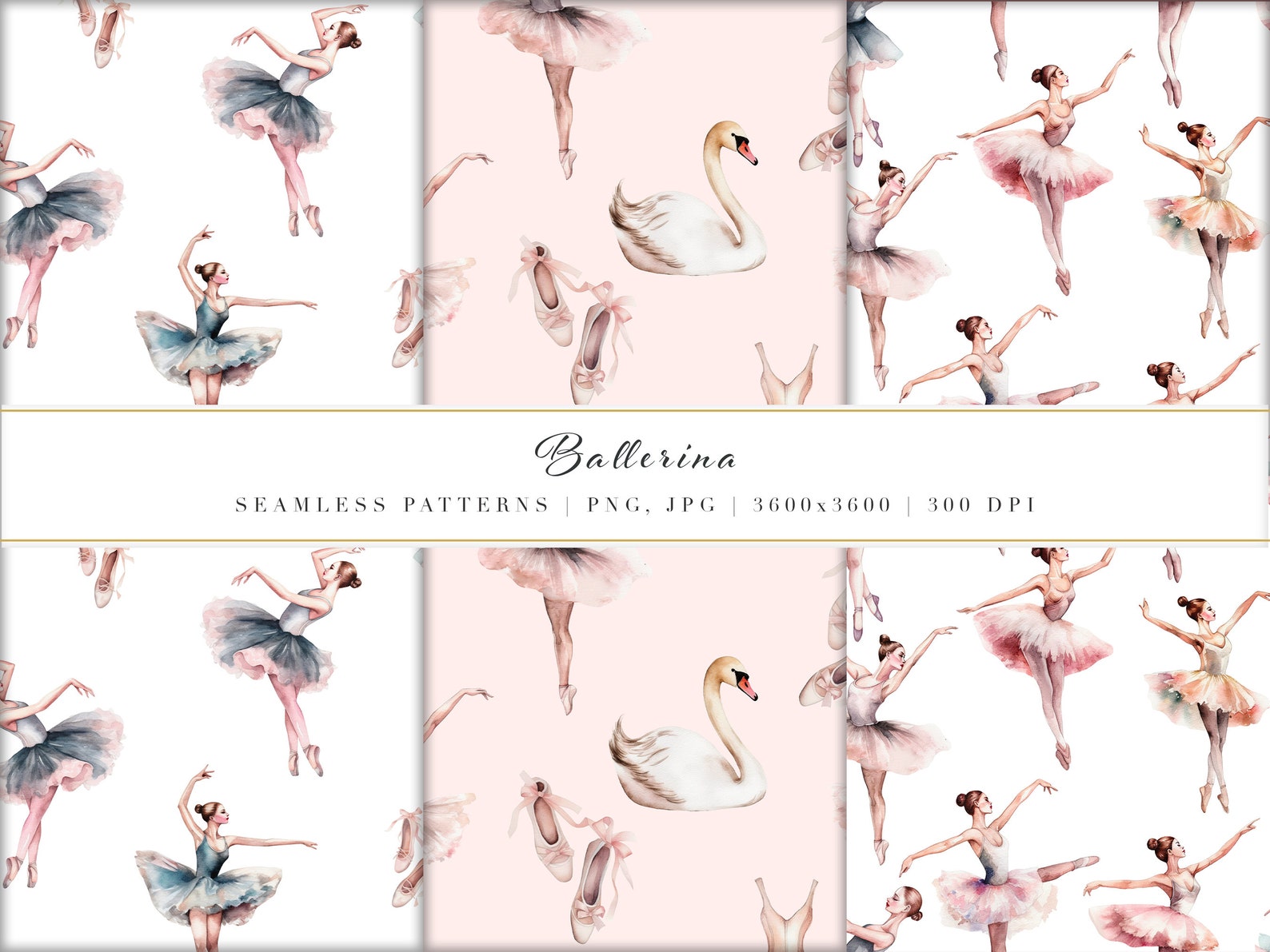 Watercolor Ballerina Digital Paper Set Digital Download Nursery ...