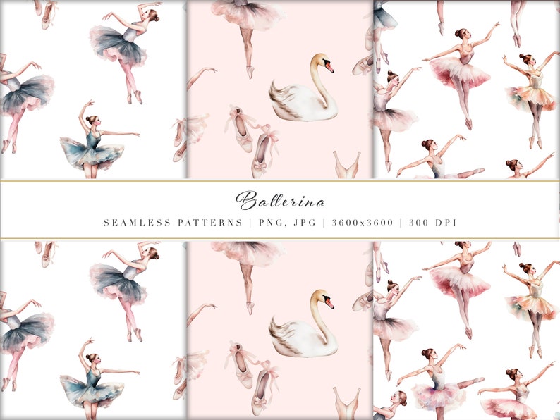 Watercolor Ballerina Digital Paper Set Digital Download Nursery ...