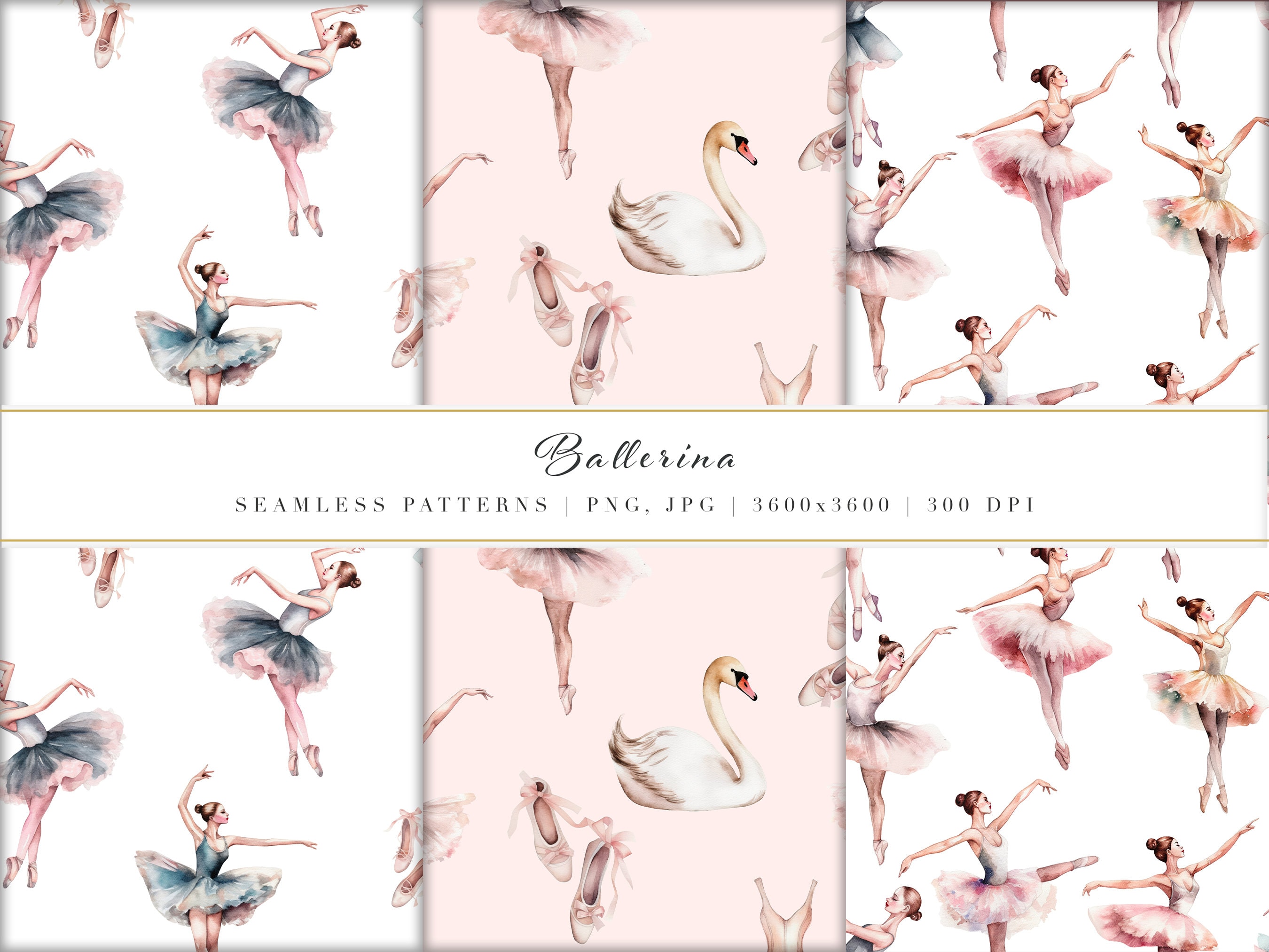 Watercolor Ballerina Digital Paper Set Digital Download Nursery ...