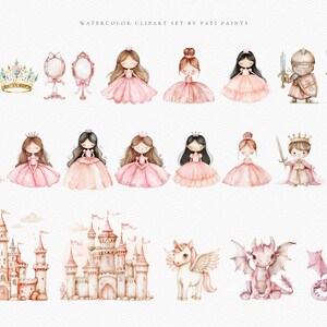 Watercolor Pink Princess Clipart Bundle - Royal Clipart - Nursery ...