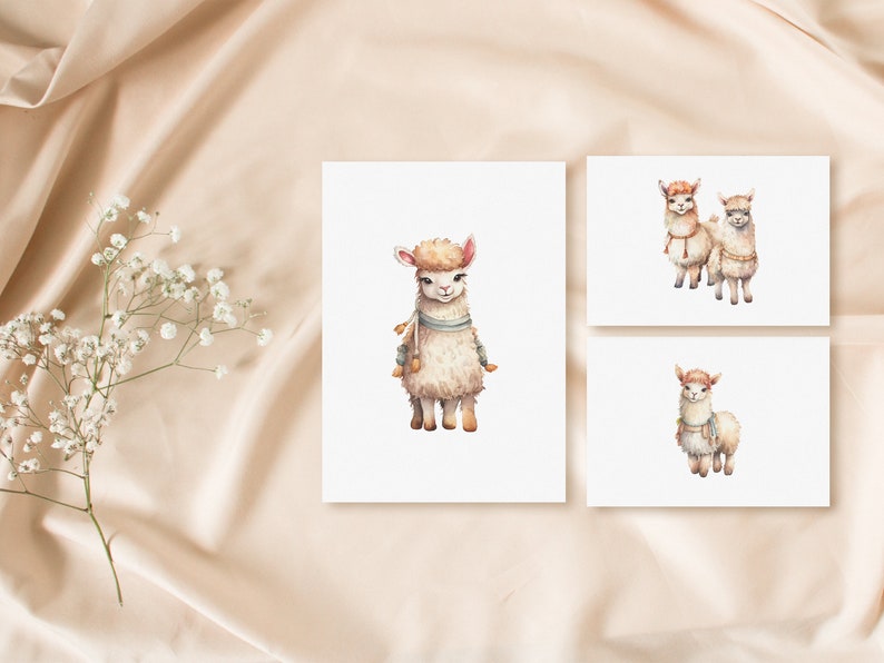 Happy Llama Watercolor Clipart Set for Baby Shower Invite - Kid Digital ...