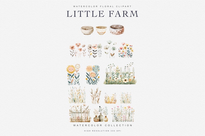 Watercolor Little Farm Animal Clipart Bundle - Scrapbook Clipart ...