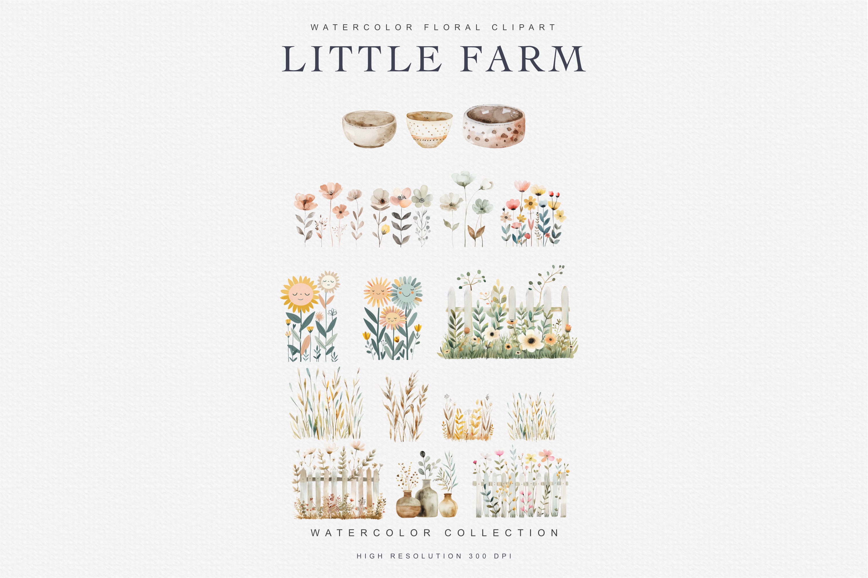 Watercolor Little Farm Animal Clipart Bundle - Scrapbook Clipart ...