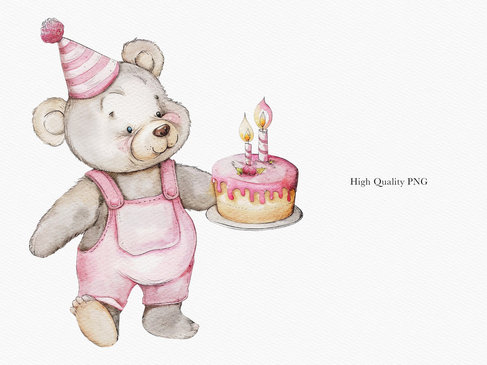 Birthday Bear With Cake Clipart Bundle - Scrapbooking - Happy Birthday ...