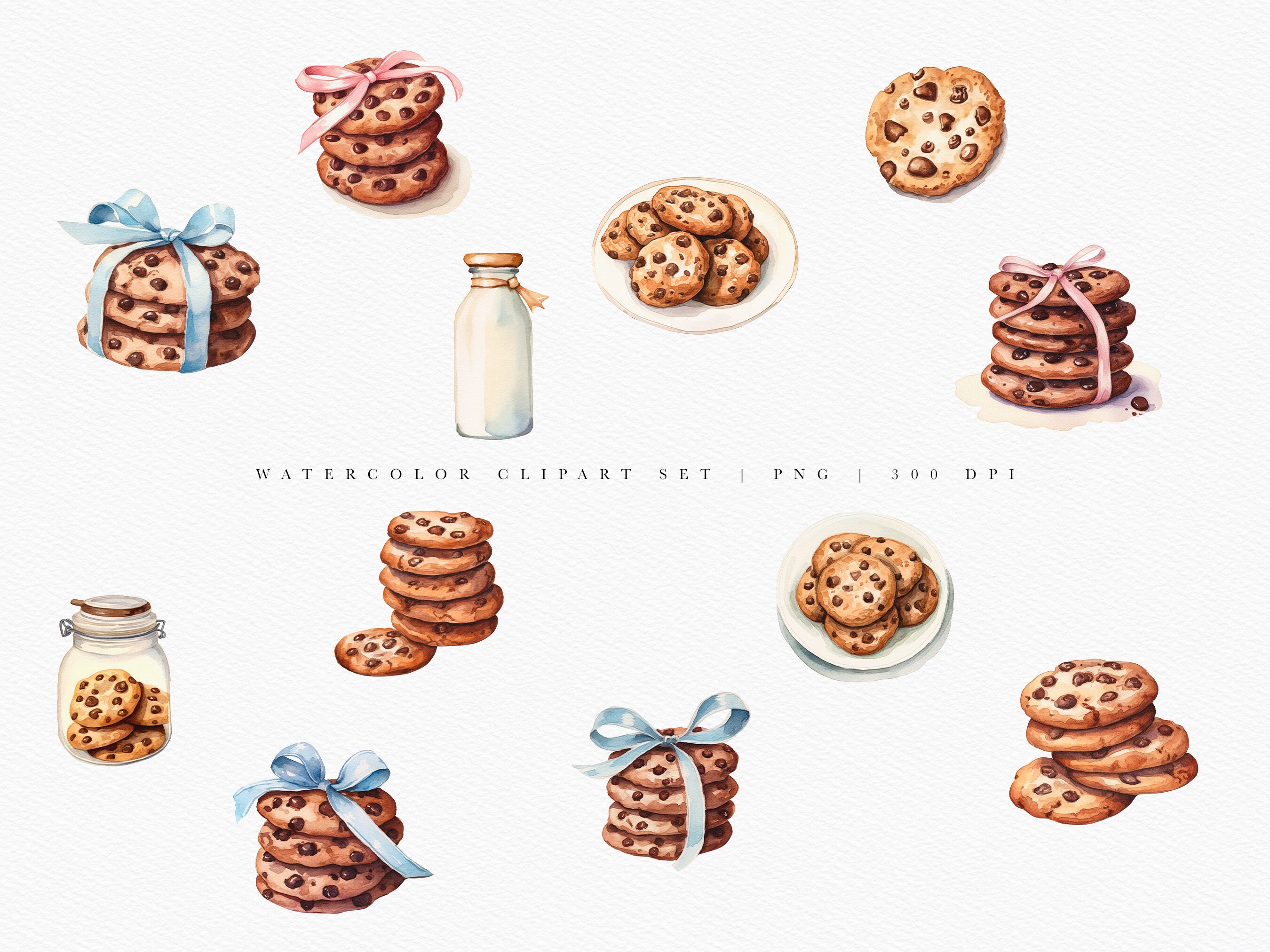 Chocolate Cookies Watercolor Clipart Cookies Clipart Dessert Clipart ...