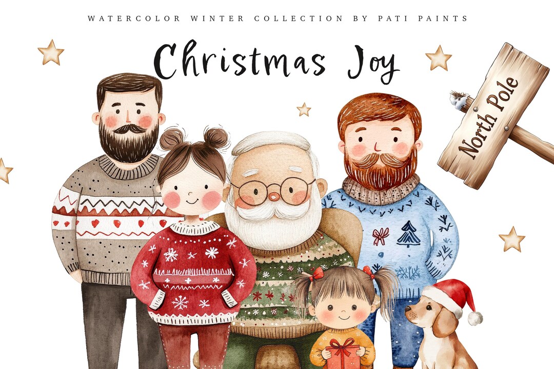 Watercolor Christmas Joy Clipart Bundle Digital Download Merry ...