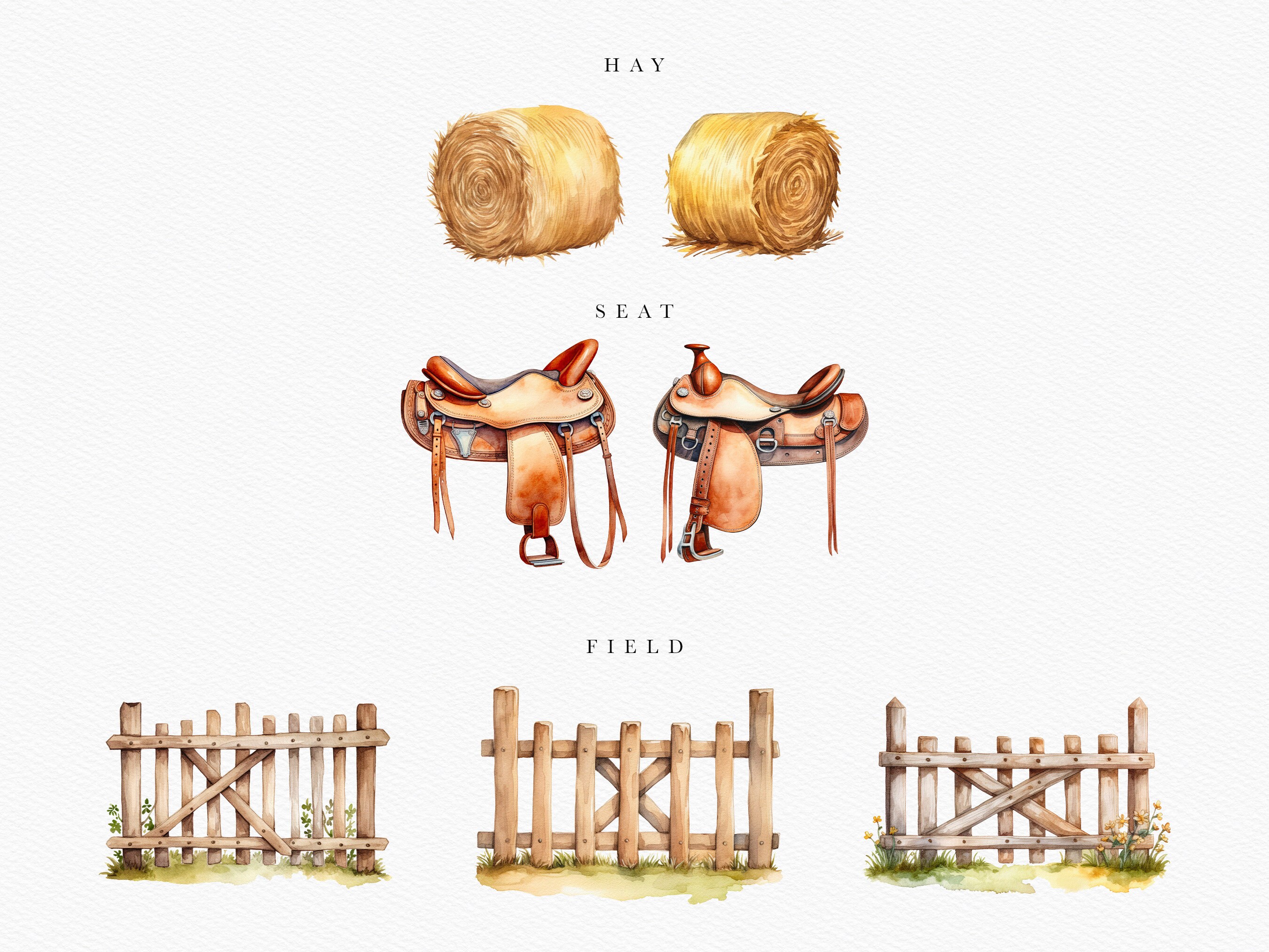 Watercolor Horse Clipart Bundle Farm Animal Clipart Nursery Wall Art ...