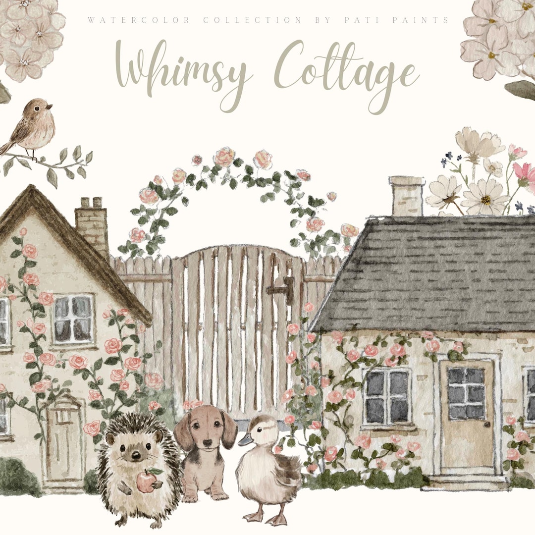 Whimsy Cottage Clipart, Cottagecore Clipart, Cute Animal Clipart ...