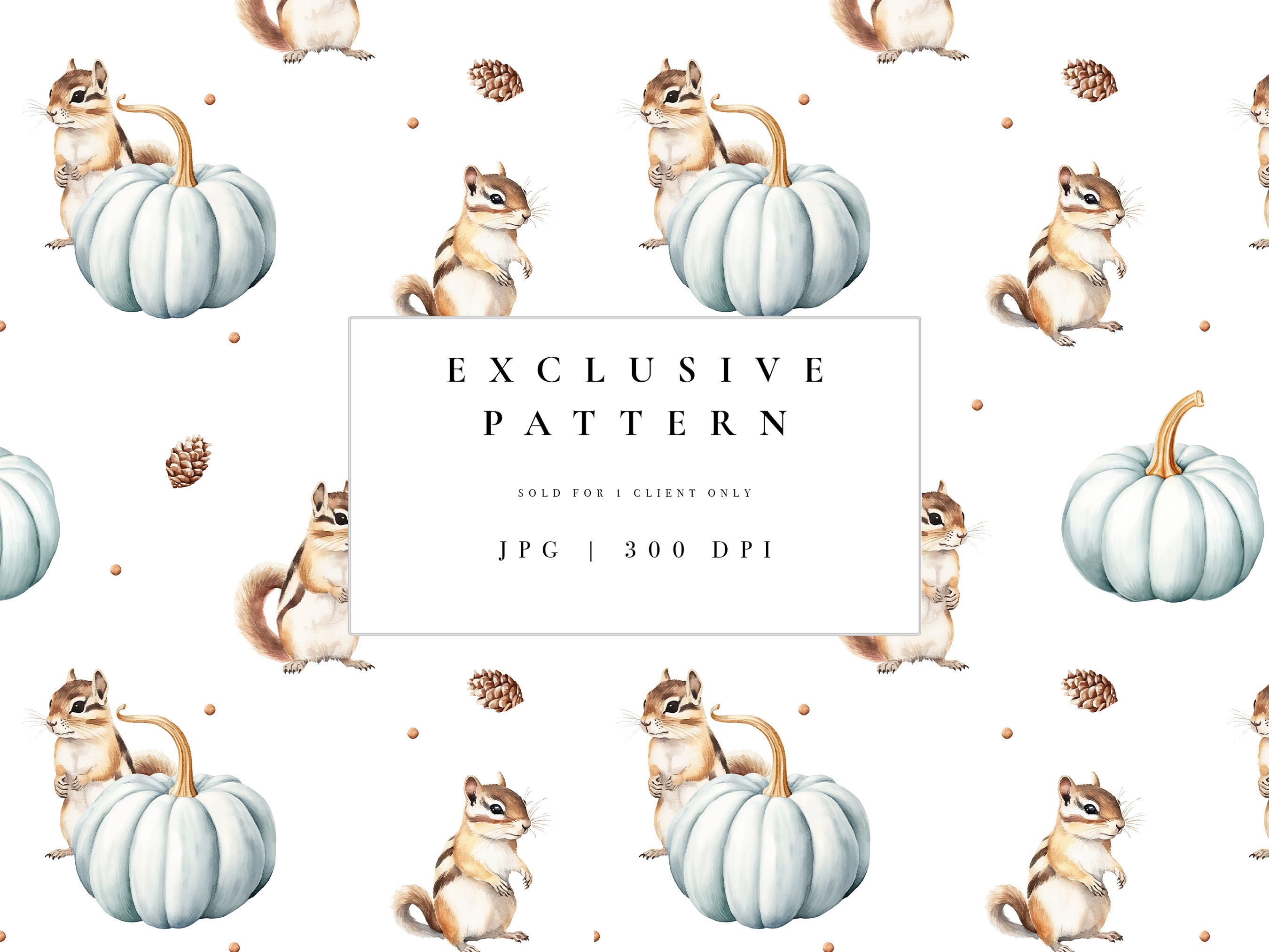 Cute Chipmunks Digital Paper Exclusive License for Fabric Seamless ...