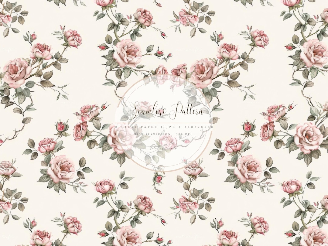 Watercolor Soft Roses Seamless Pattern - Wedding Floral Digital Paper ...