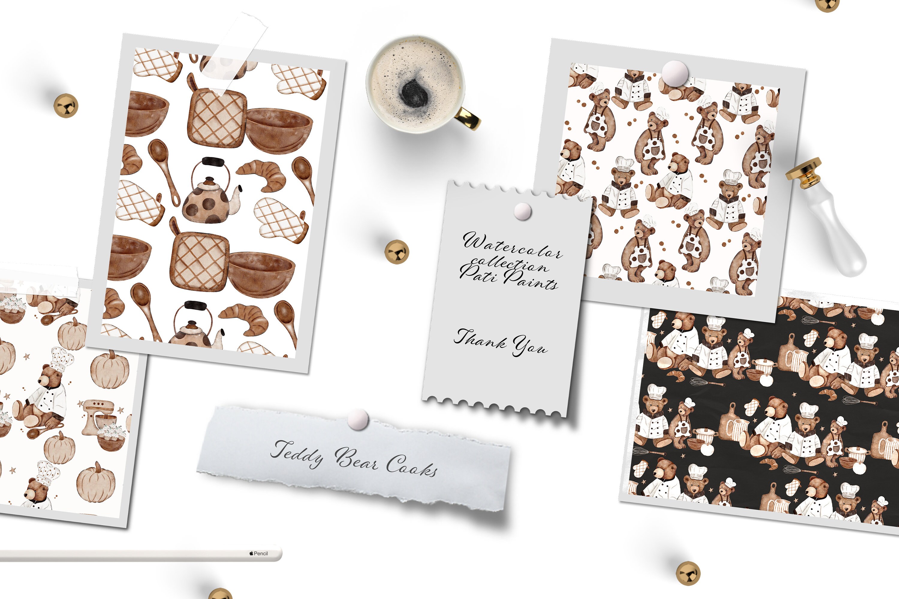 Teddy Bear Digital Papers Scrapbook Papers Seamless - Etsy