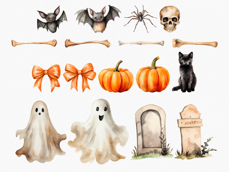 Watercolor Halloween Clipart for Commercial and Personal Use Halloween ...