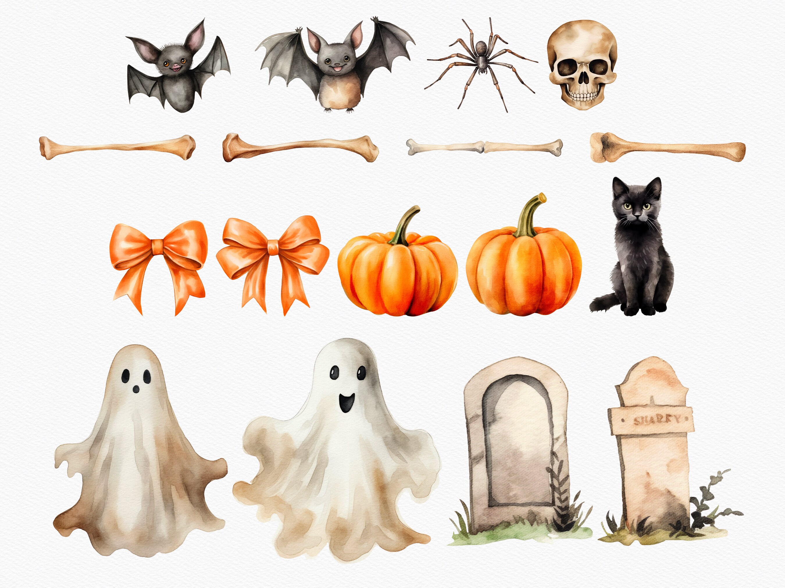 Watercolor Halloween Clipart for Commercial and Personal Use Halloween ...