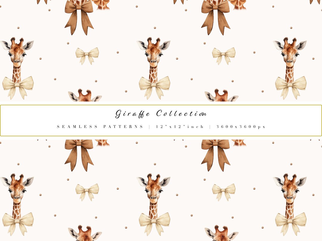 Watercolor Giraffe Seamless Pattern - Digital Background - Safari ...