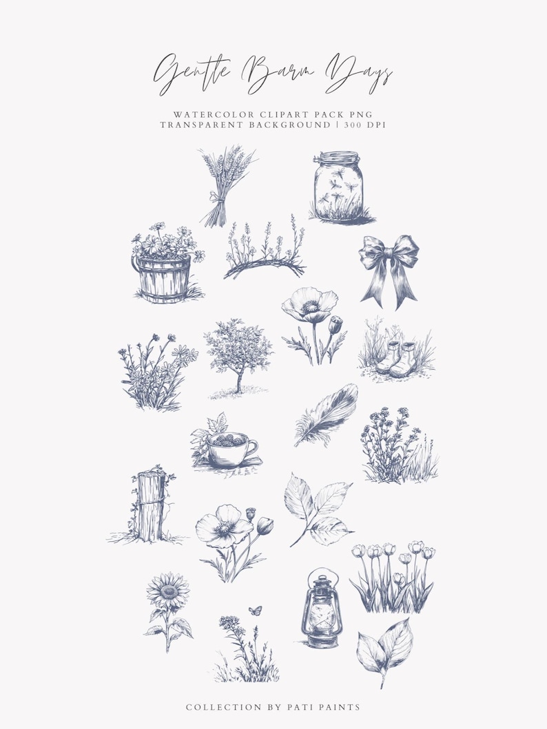 Farm Animal Line Drawn Clipart Collection - Farm Life - Cottage Clipart ...