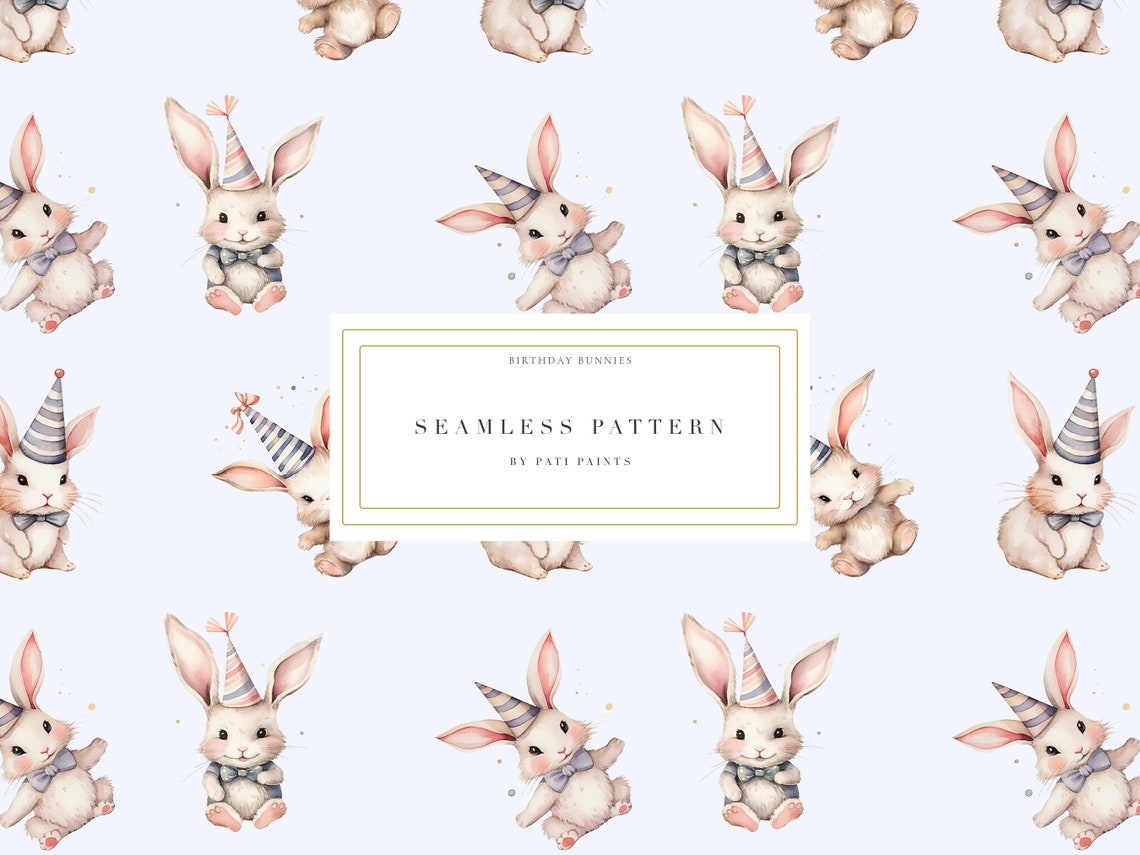 Bunny Digital Paper for Commercial Use Birthday Seamless - Etsy