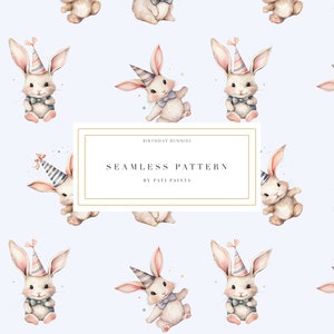 Bunny Digital Paper for Commercial Use - Birthday Seamless Pattern ...