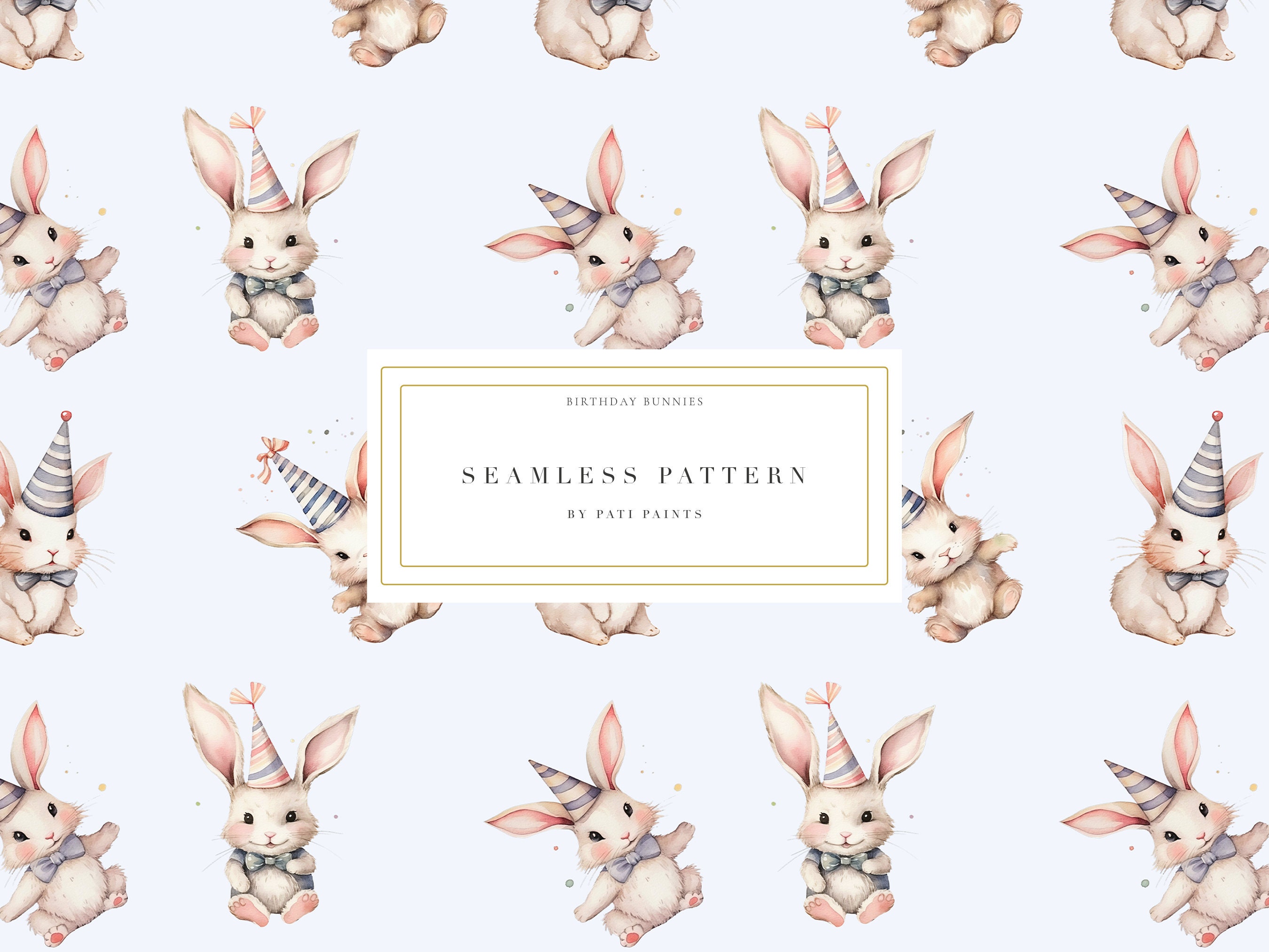 Bunny Digital Paper for Commercial Use Birthday Seamless Pattern ...