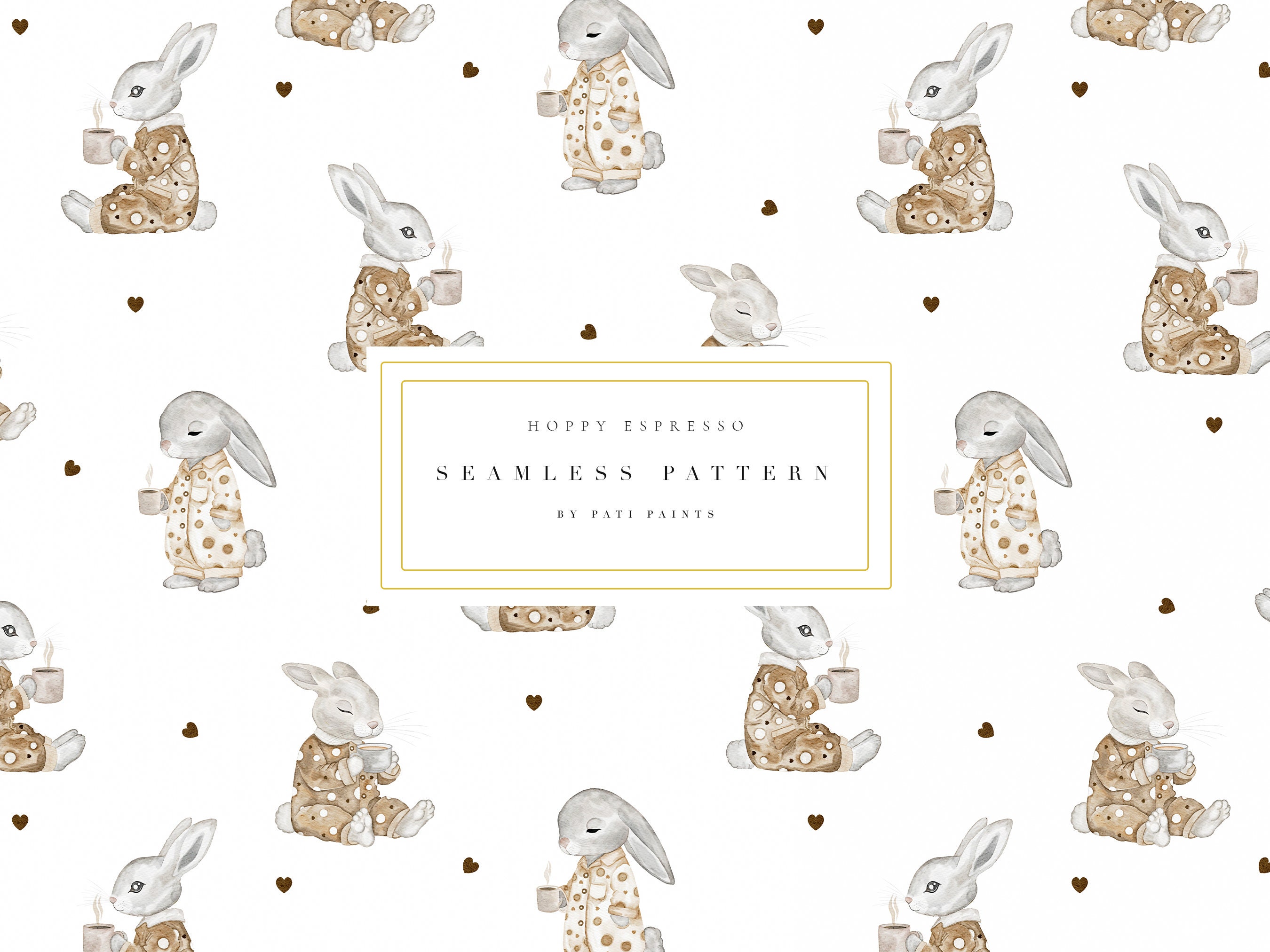 Watercolor Hand Painted Bunny Digital Paper Color Background Nursery ...