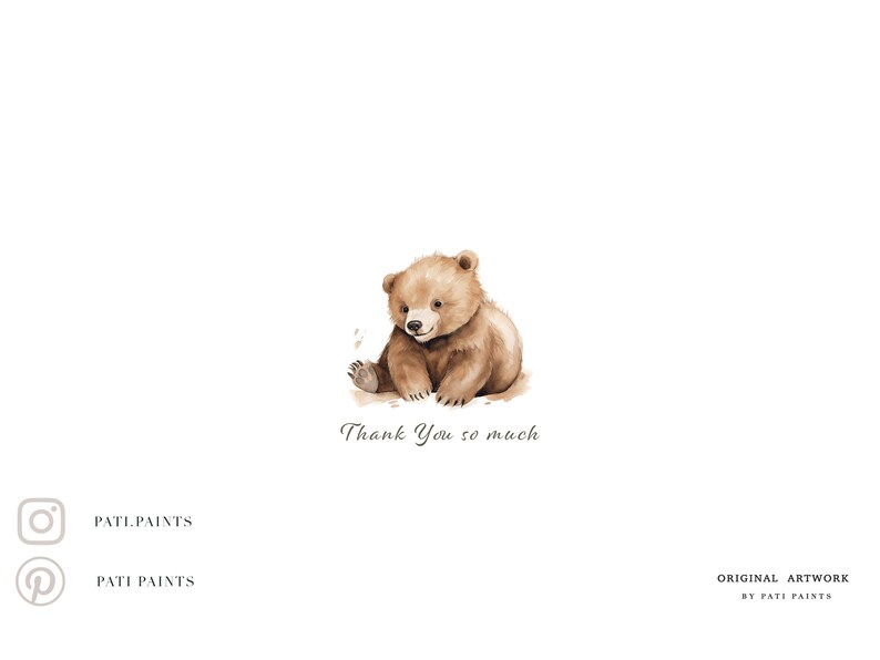 Watercolor Bear in the Forest Clipart for Baby Shower Woodland Autumn ...