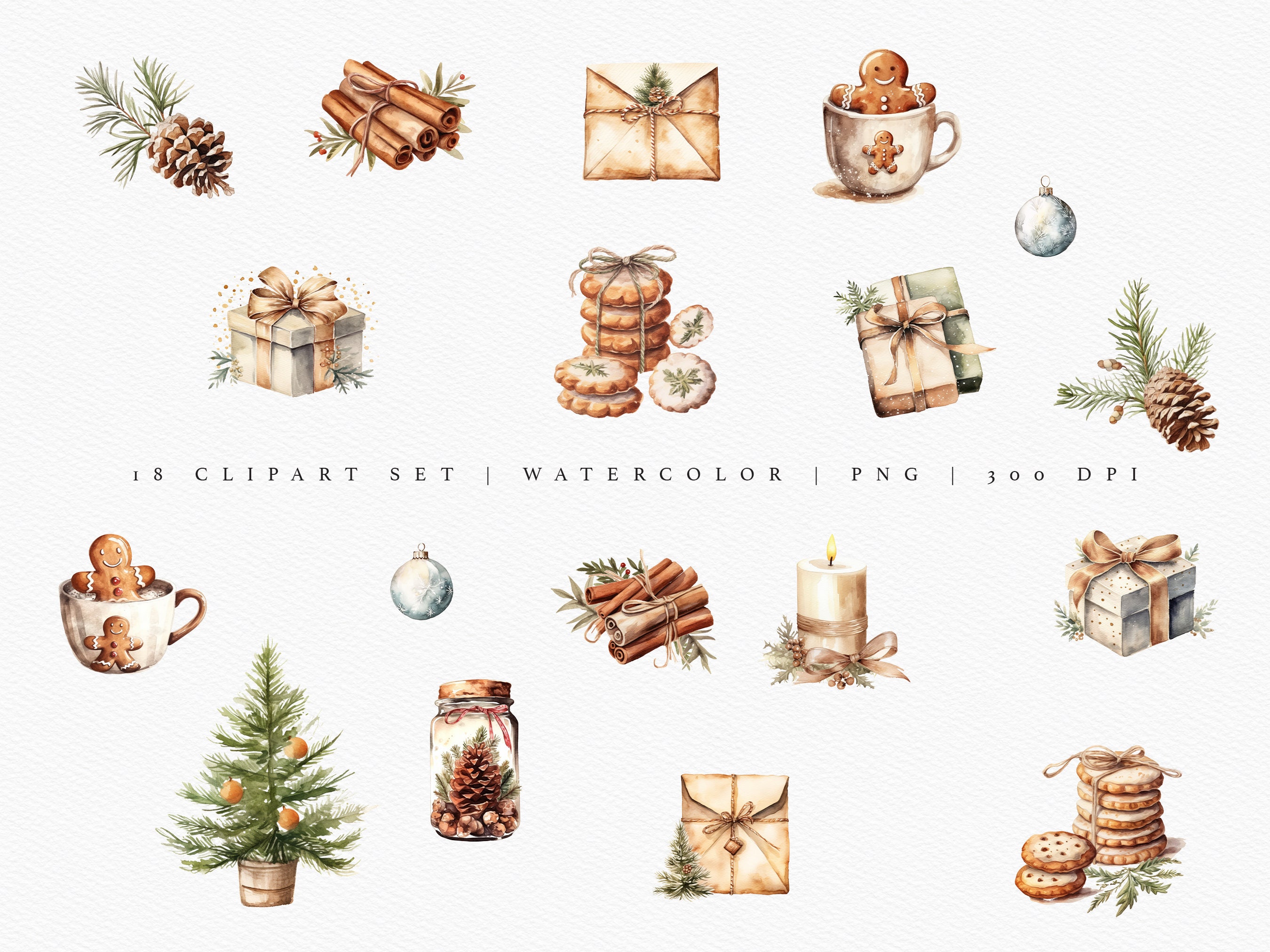 Winter Clipart Set for Christmas Gift Holiday Season Clipart Christmas ...