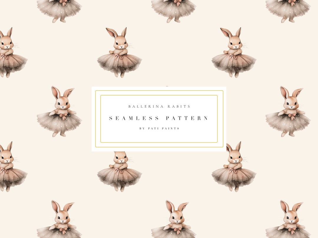 Watercolor Ballerina Rabbit Digital Paper - Scrapbook Paper - Nursery ...