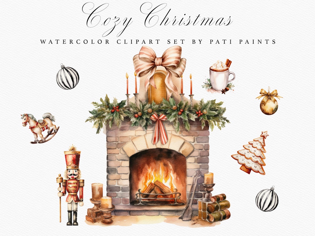 Cozy Christmas Clipart for Christmas - Winter Fireplace Clipart ...