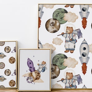 Watercolor Astronaut Cute Bear Digital Clipart for Commercial Use ...