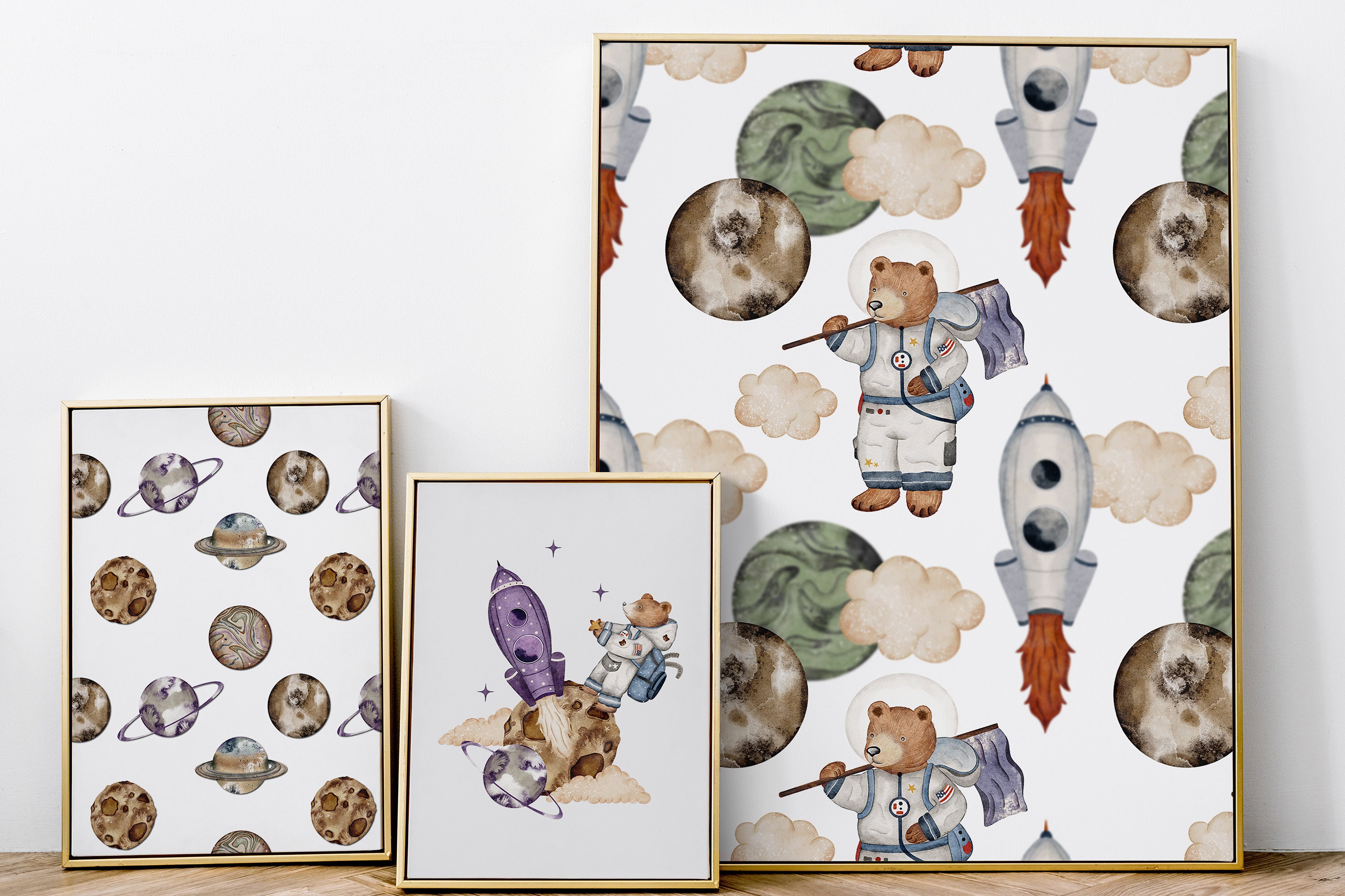 Watercolor Astronaut Cute Bear Digital Clipart for Commercial Use ...