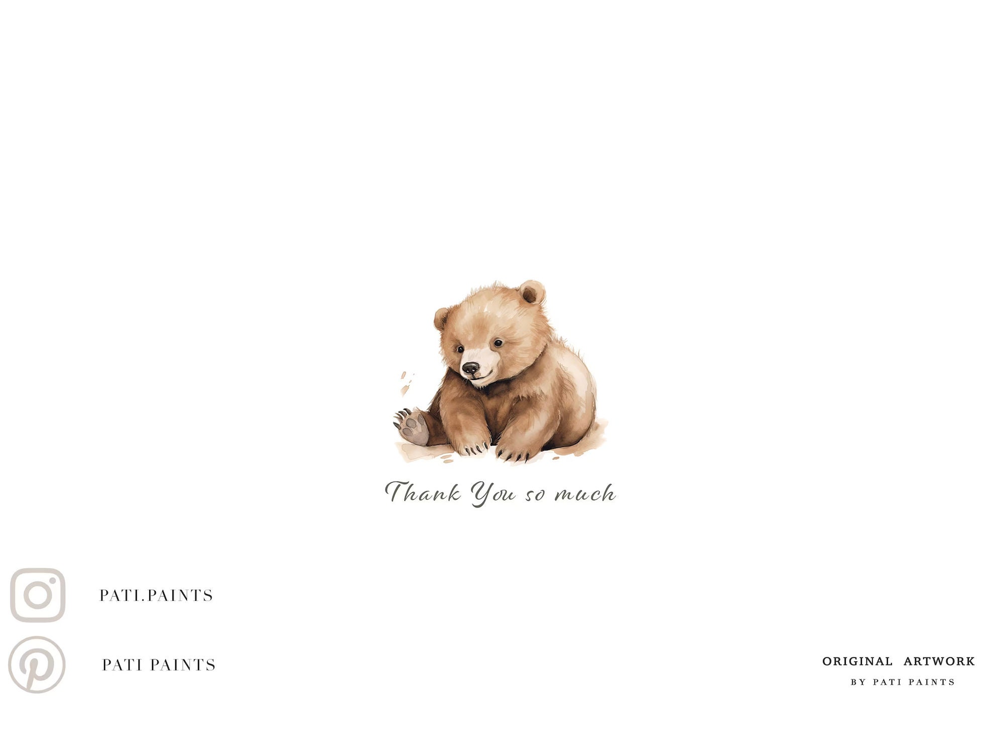 Watercolor Brown Bear Digital Paper for Baby Shower Invite Animal ...