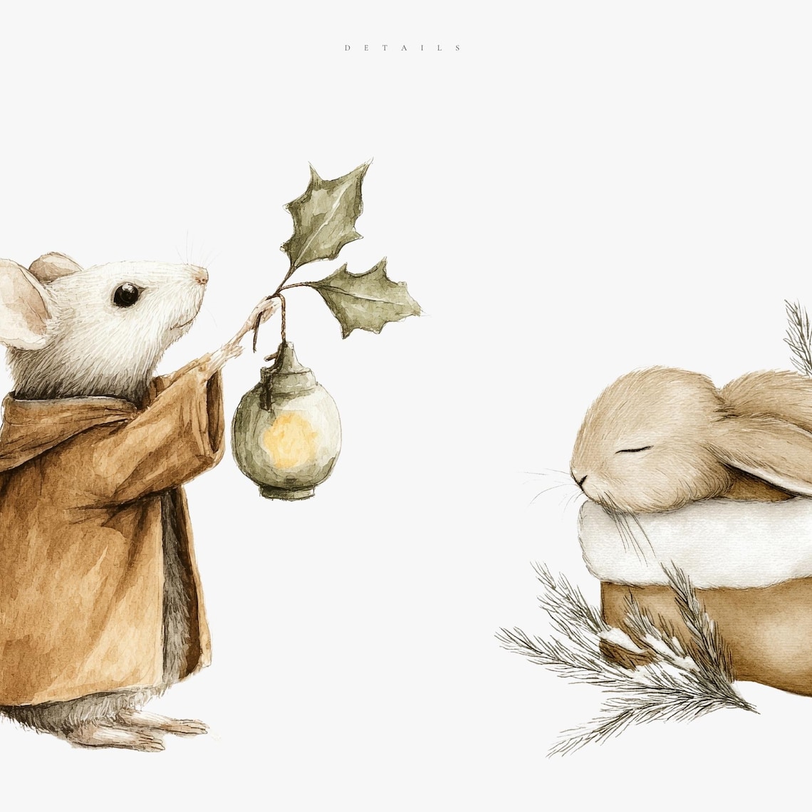 64 Woodland Christmas Clipart PNG, Watercolor Fox Squirrel Hedgehog ...