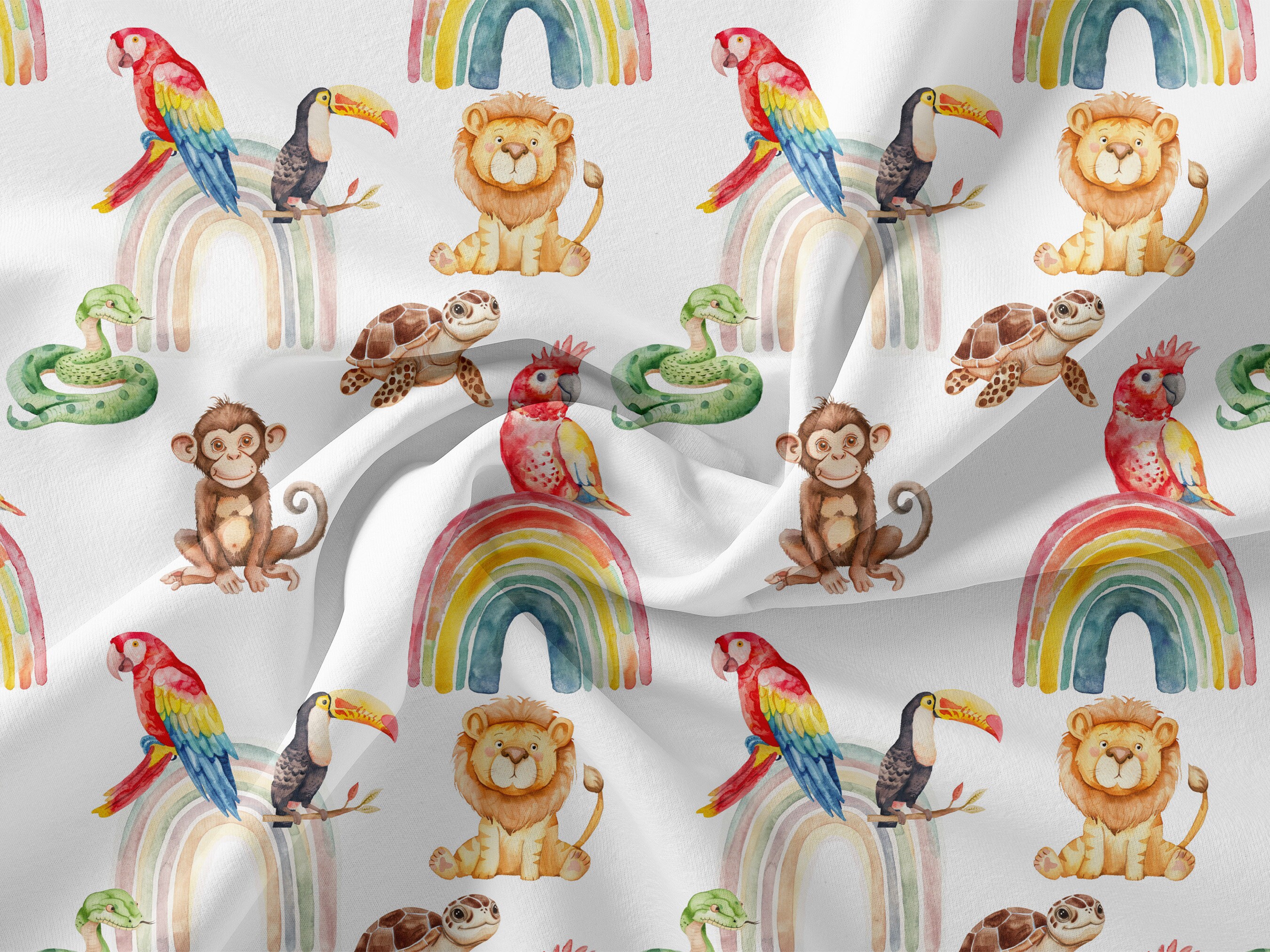 Watercolor Baby Jungle Digital Paper - Scrapbook for Kids - Seamless ...