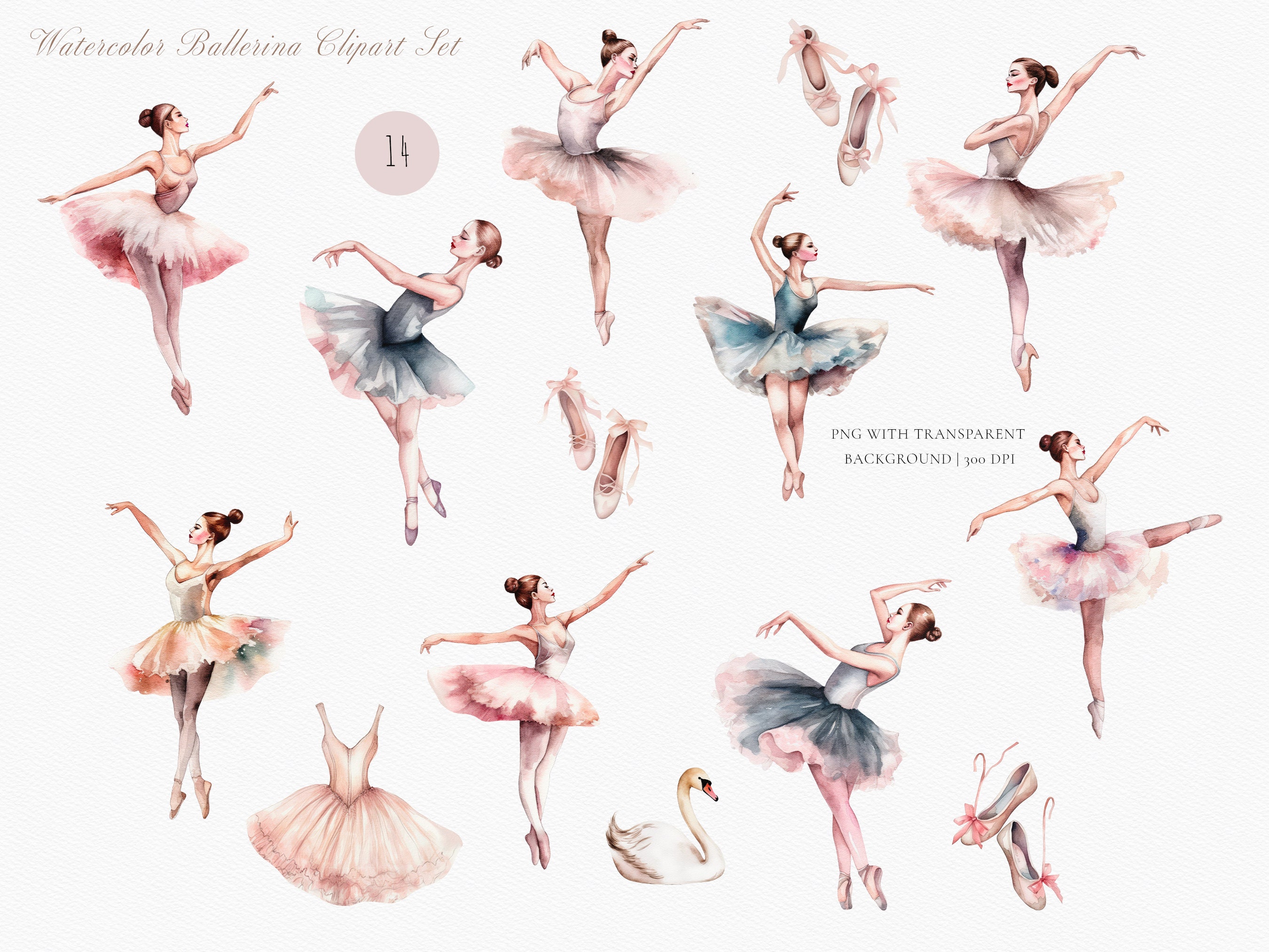 Watercolor Ballet Dancer Clipart for Commercial Use - Ballerina Clipart ...