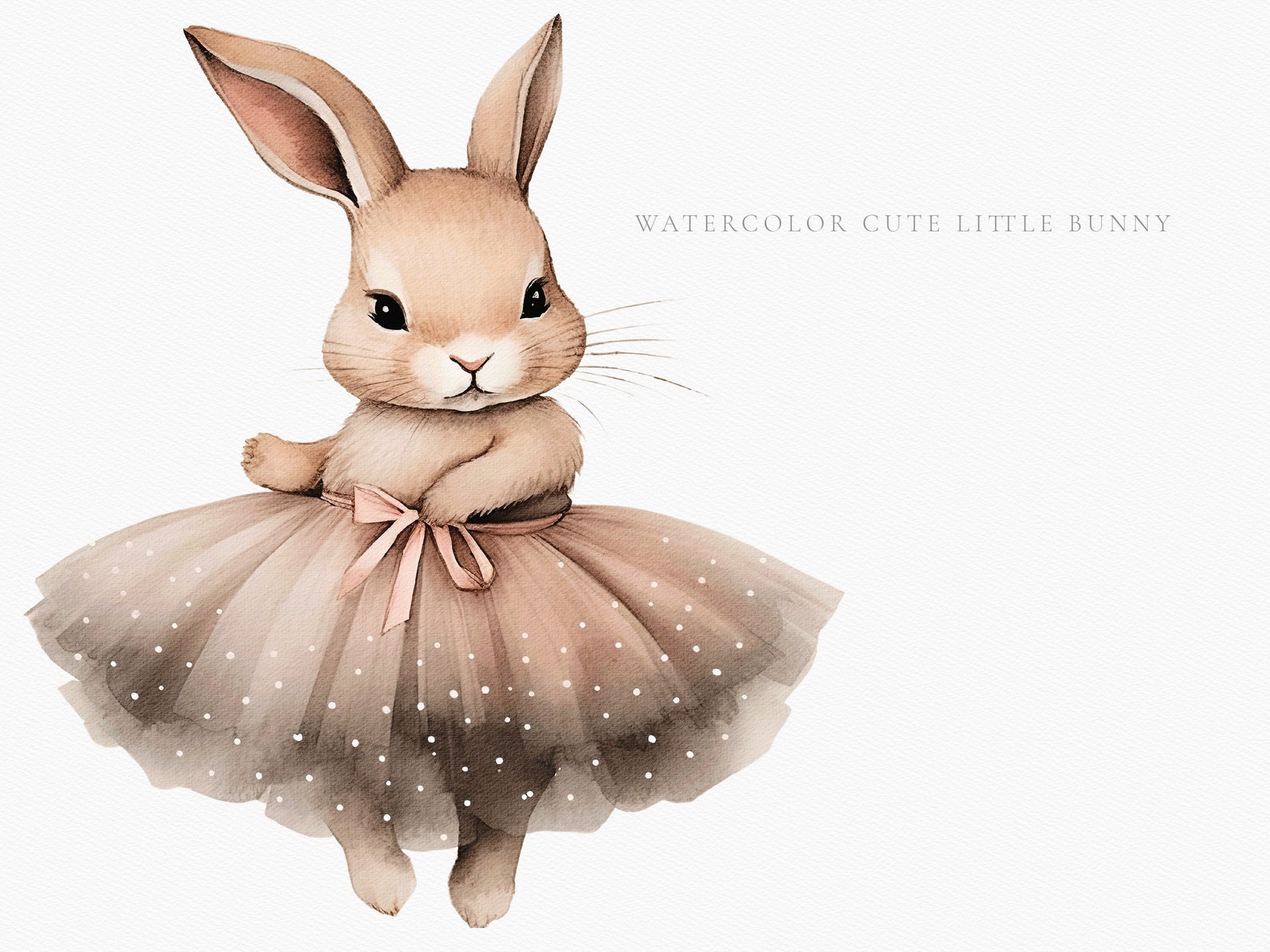 Watercolor Cute Ballerina Rabbits Clipart Set for Baby Shower Invite ...