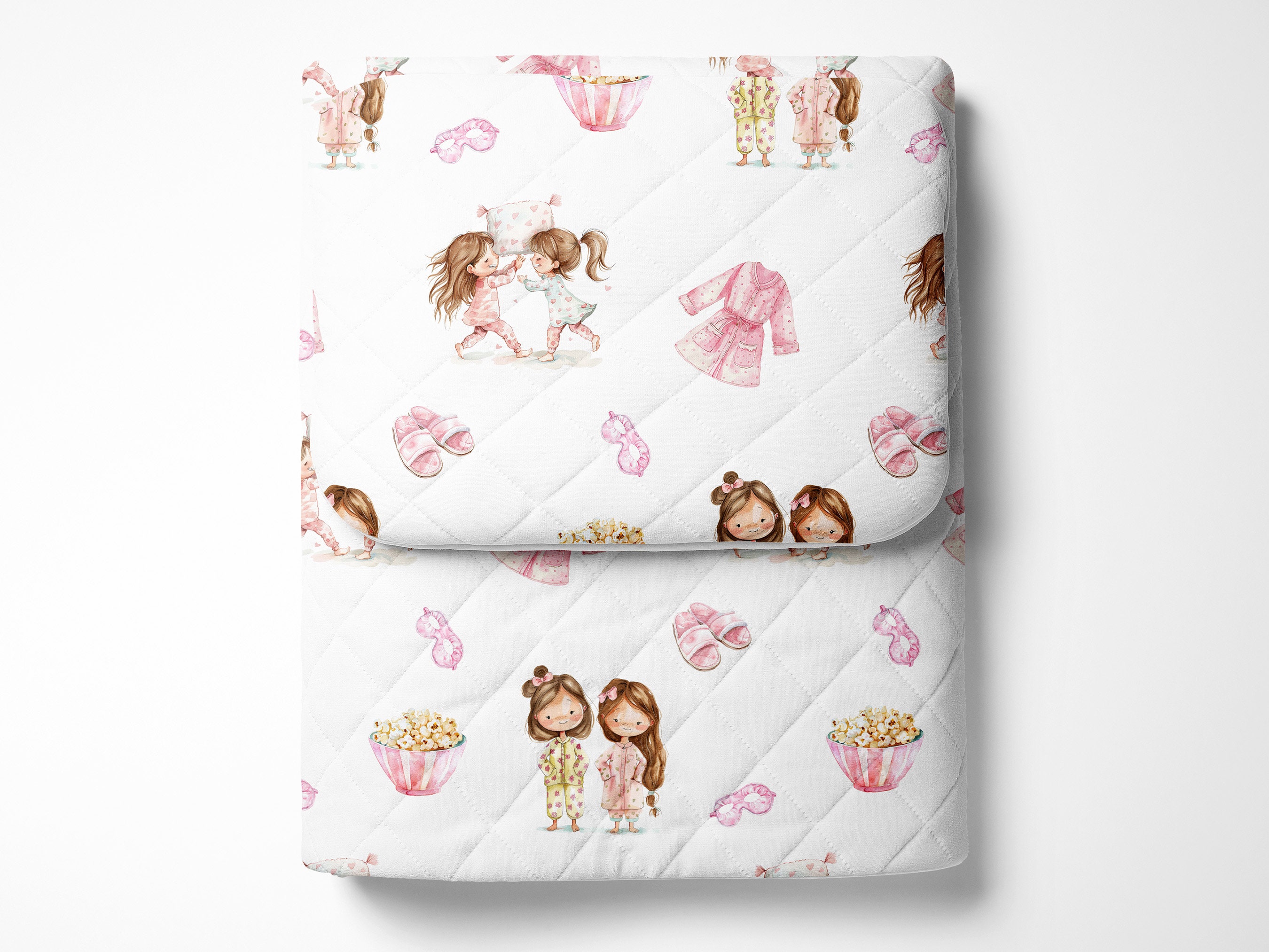Watercolor Pajama Party Digital Paper - Nursery Seamless Pattern - Cute ...