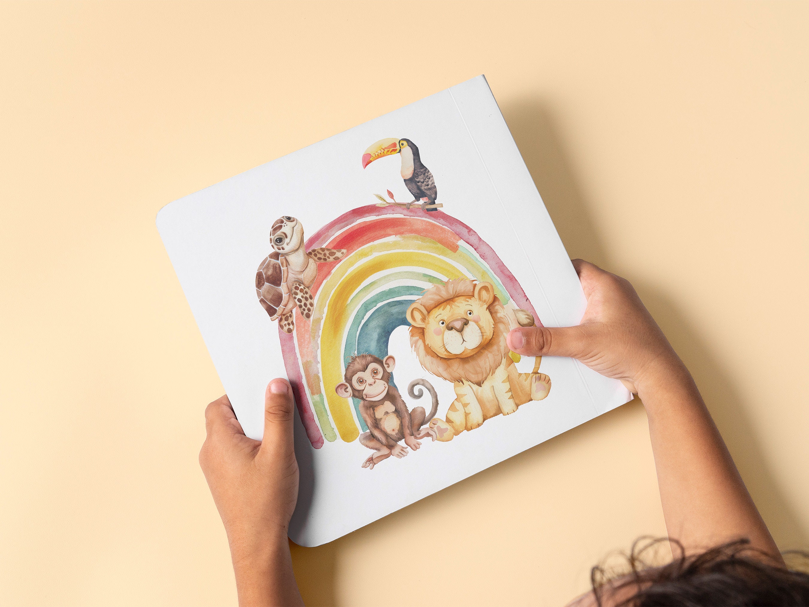 Watercolor Safari Animal Clipart Bundle - Baby Shower Rainbow ...