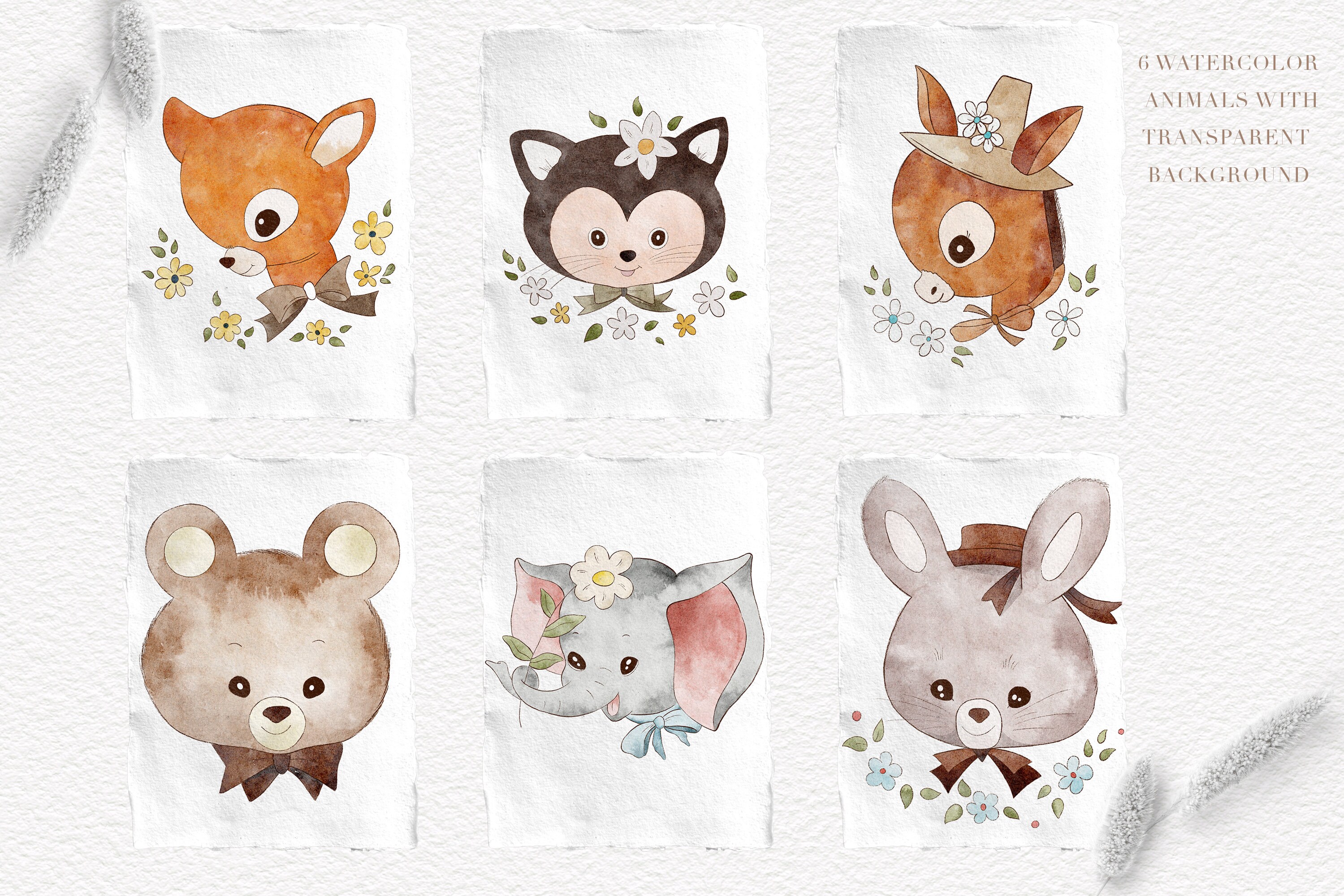Watercolor Baby Animal Cute Clipart Hand Painted Clipart Nursery Decor ...