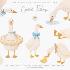 Watercolor Nursery Geese Clipart Pack PNG - Transparent Background ...