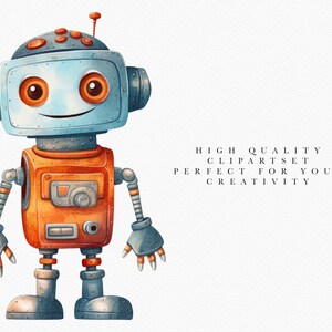 Watercolor Robots Clipart Bundle - Children Printables - Scrapbook ...